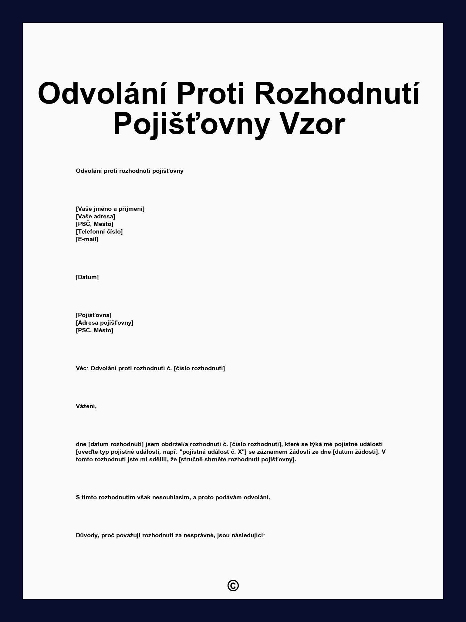 Odvolání Proti Rozhodnutí Pojišťovny Vzor